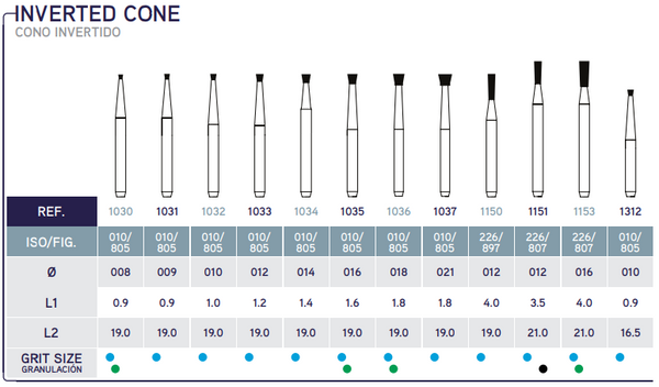 3R Diamond Bur FG - Inverted Cone
